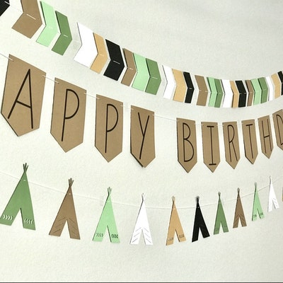 Set of 4 Tribal Party Banners in Custom Colors Tribal - Etsy