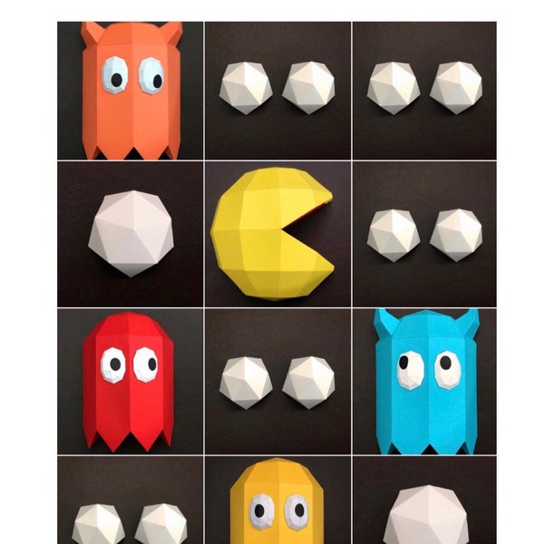 Pacman Wall Art, Pacman Sculpture, Wall Decor, Paper Sculpture, Low ...