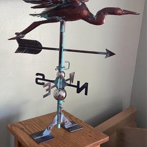 LARGE Handcrafted 3D 3-dimensional CRANE --- HERON Weathervane Copper ...