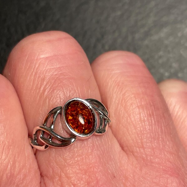 Natural Baltic Celtic Knots Amber Ring • Best Gift for Her Birthday ...