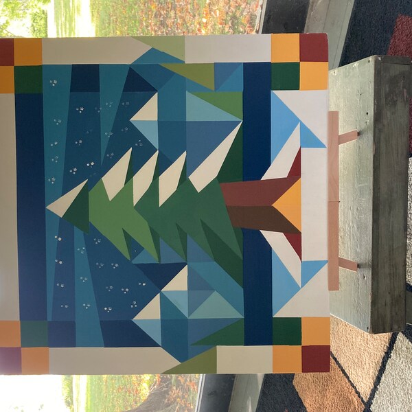 Winter Fir Tree Barn Quilt Pattern and Directions for Painting This ...