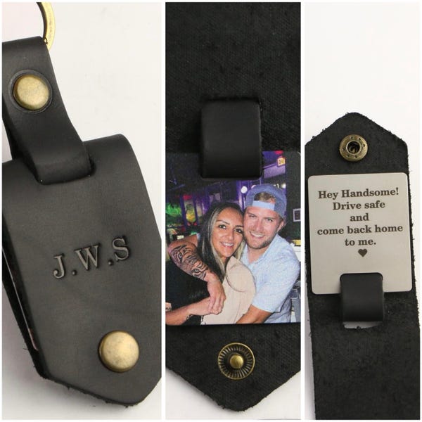 Man Accessory Leather Keychain With Photo, Personalized Gifts for Him ...