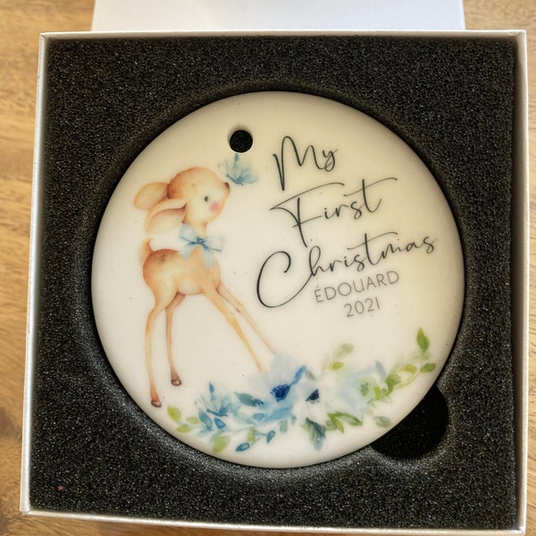 Baby's First Christmas Ornament - Personalized First Christmas Deer ...
