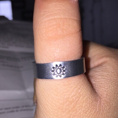 Sun Adjustable Ring Hand Stamped Aluminum Sun Ring Any Size 4, 5, 6, 7 ...