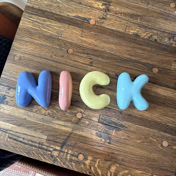 Ceramic Bubble Letters-personalized Ceramic Letter: Colorful Handmade ...