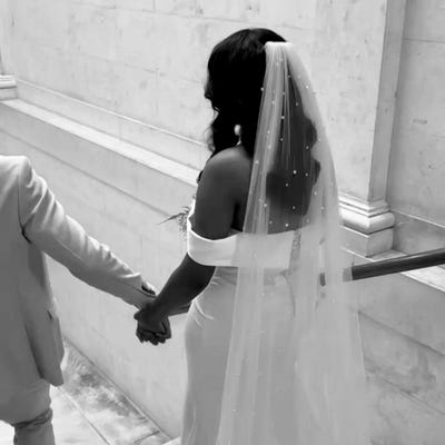 Wedding Pearl Veil,soft Bridal Tulle Veil With Comb,floor Length Veil ...