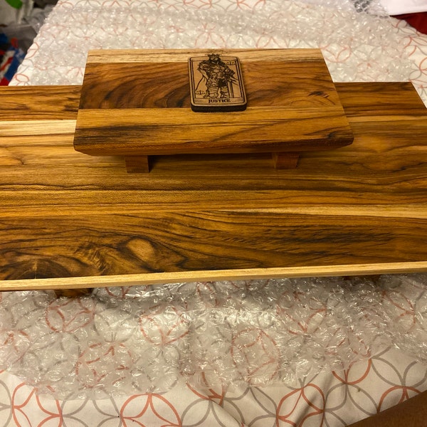 2 Altar Table Set, 2 Tier Altar Tables, Teak Wood, Crystal Shelf, Small ...