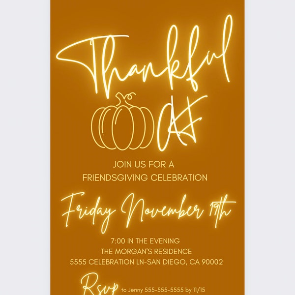 Thankful AF Invitation Template, Friendsgiving Funny, Editable Template ...