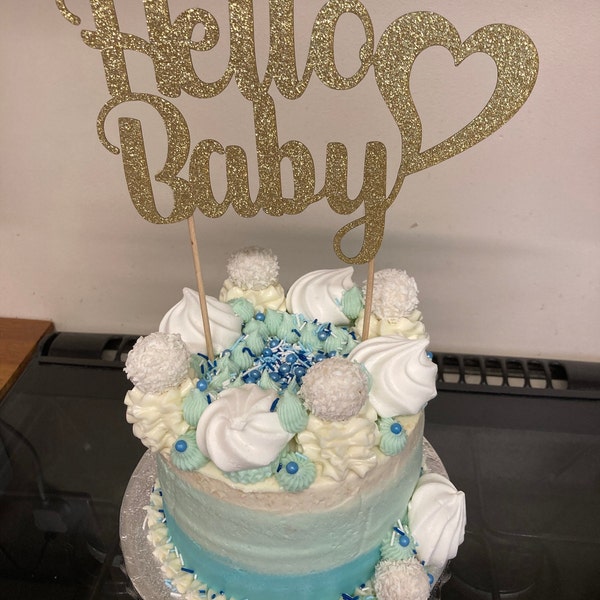 Hello Baby Cake Topper, Baby Shower Cake Topper, Gender Reveal, Baby ...