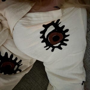 Turkish Cotton Green Evil Eye Kimono, Cardigan Robe, Evil Eye Ethnic ...