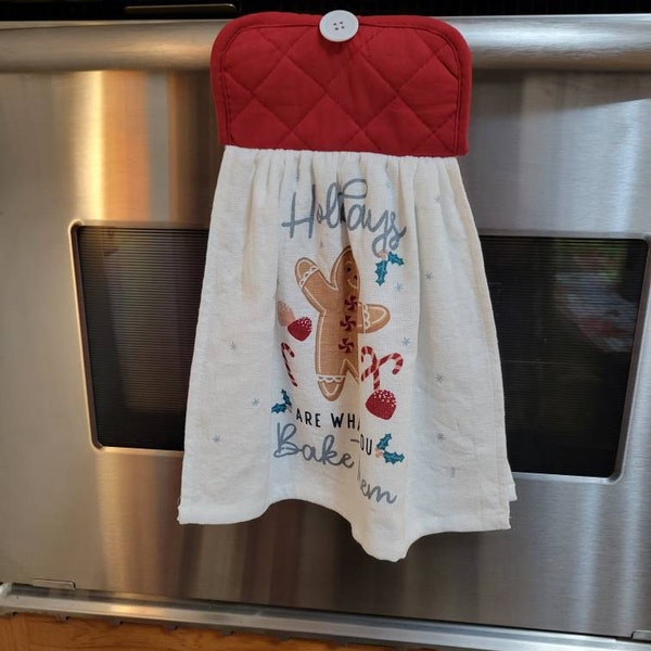 Roses & Roosters Farmhouse Hanging Kitchen Towels With Holders ...