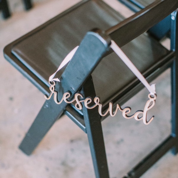 Birchwood Reserved Sign: Cursive Wedding Chair Decor (set of 2) - Etsy