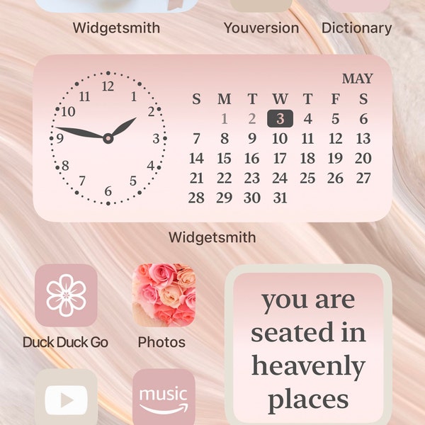 Ios Pink Beach Icon Pack, Pink Summer Home Screen, Aesthetic Line Art ...