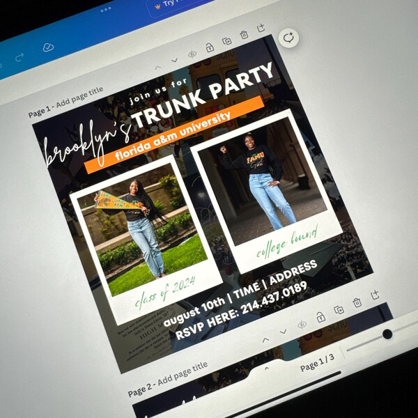 Digital Themed Trunk Party Invitation | Graduation Party Invitation ...