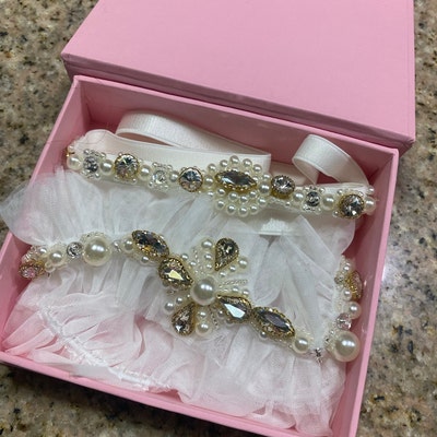 Slim Wedding Garter With Crystals, Elegant Lace Garter for Bride ...