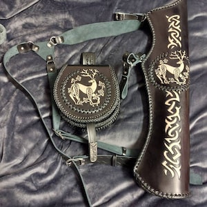 Real Leather Side Quiver With Phoenix Motif / Archer Equipment ...