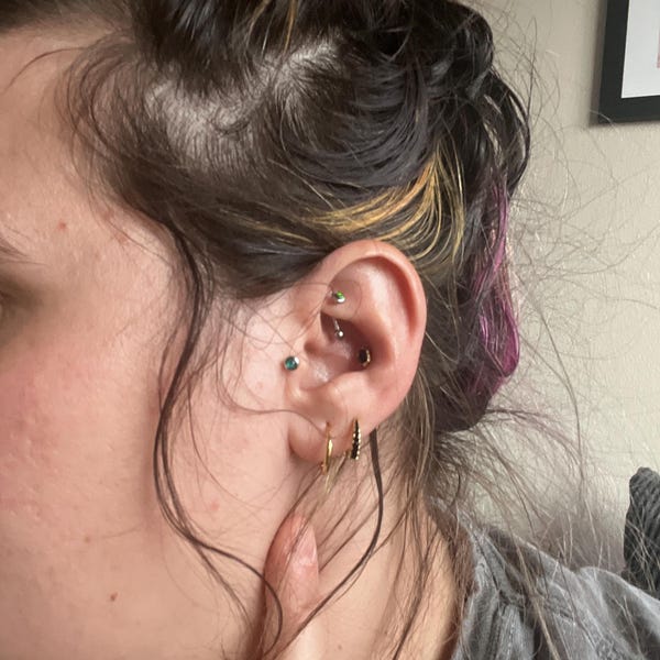 Threadless Push Pin Flat Back Labret 16G/18G/20G Stud Earrings Titanium ...