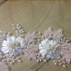 Beaded Bridal Tulle Hand Embroidered Fabric With a Luxurious | Etsy