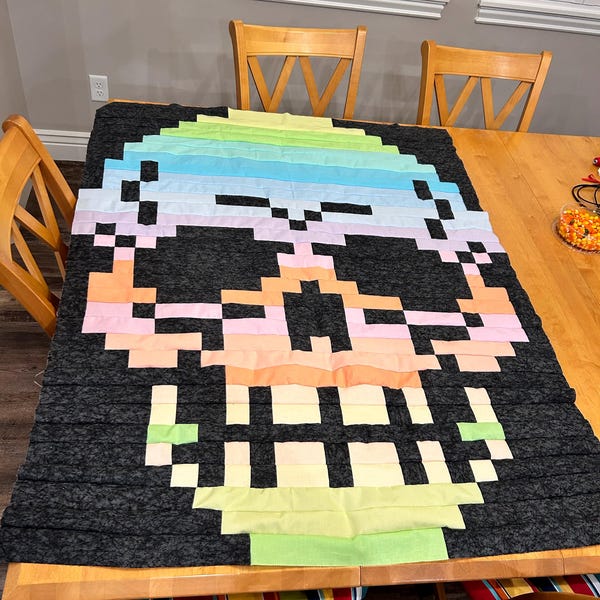 Strippy Skull Quilt PDF Pattern for Jelly Rolls or Honey Buns. Two ...