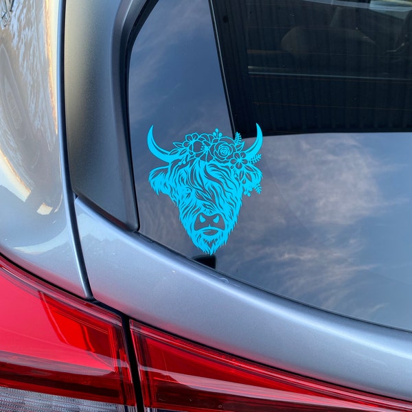 Highland Cow Decal | Cow Sticker | Heifer Decal | Car Window Decal ...