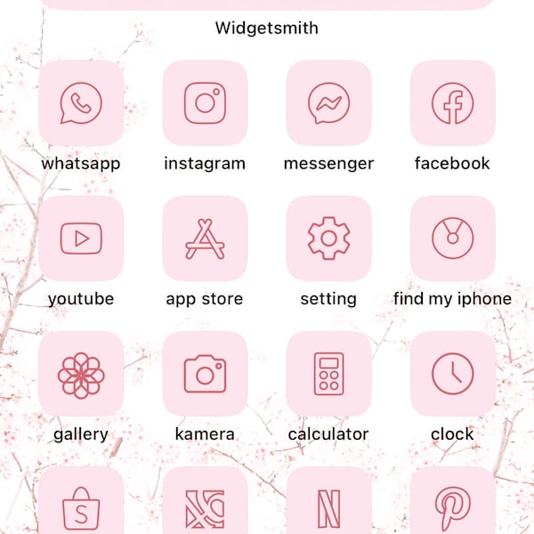 Pink Sakura App Icon Pack - Premium Handcrafted Icons for Aesthetic ...