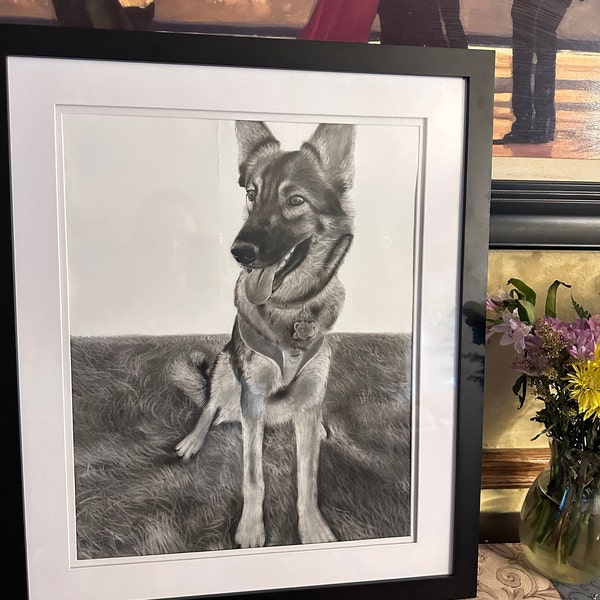 Custom Dog Drawing, Dog Memorial, Photo to Sketch, Charcoal Drawing ...