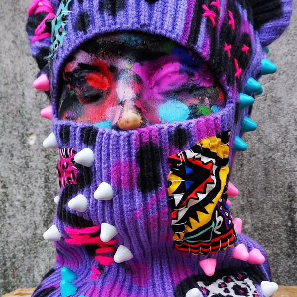 Custom Painted Ski Mask Balaclava With Brown Yellow Red - Etsy