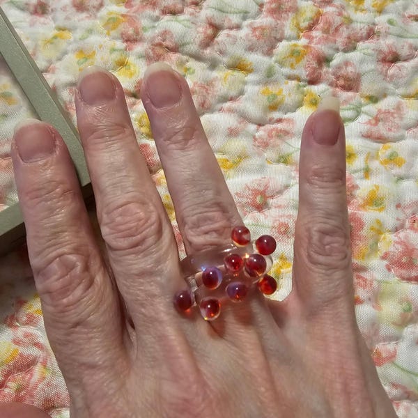 Rainbow Bubble Ring – Handmade Glass Statement Ring, Polka Dot Dopamine ...
