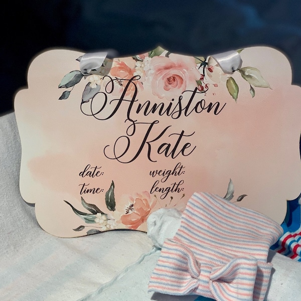 New Baby Room Sign Hospital Door Boy Girl Stats Sign for Birth ...