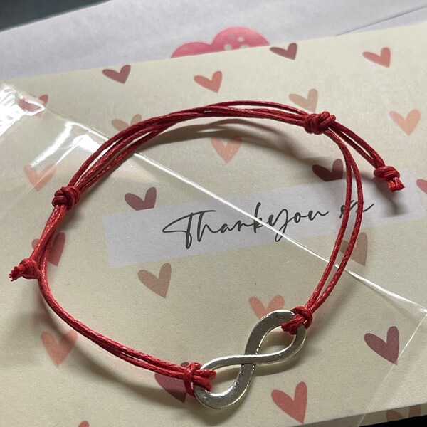 Wish String Bracelet Silver Infinity Adjustable Charm Friendship Choose ...