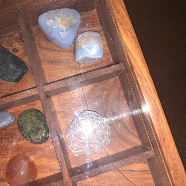 Acacia Wood Crystal Display Box | Glass Lid, Rock Collection Case - Etsy