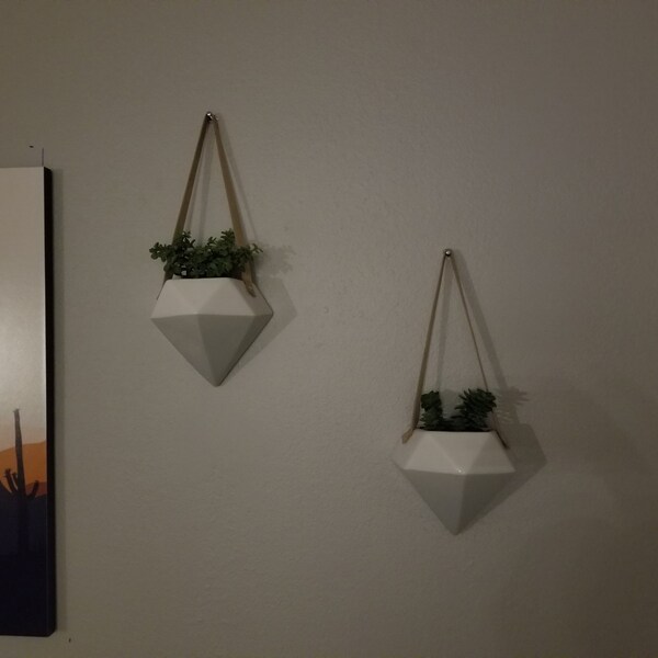 Priene HOME | Geometric Ceramic Hanging Planter | Set of 2 (black ...