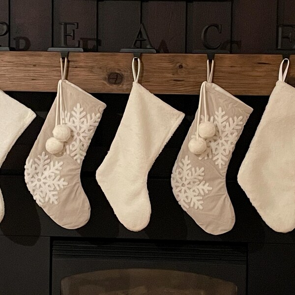 Ivory White Personalized Christmas Stockings Gold Silver Grey Knit ...