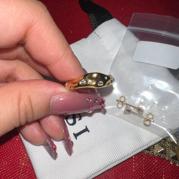 Gemstone Ring, Chunky Gold Ring, Dome Ring, Croissant Statement Ring ...