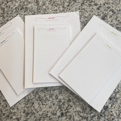 Personalized Monogram Notepad Stationery Desk Pad Elegant Custom ...