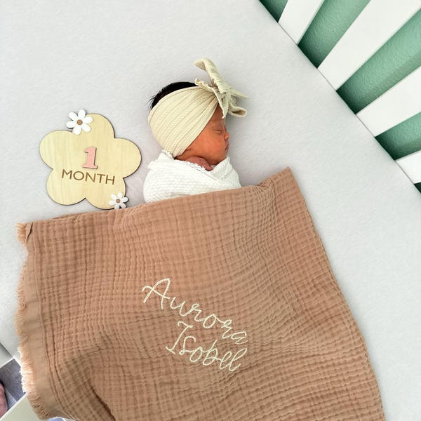 Personalized Embroidered Baby Receiving Blanket, Baby Blanket With Name ...