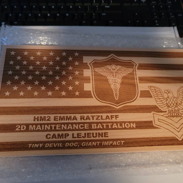 Custom Military Flag Plaque - Personalized Wood Flag With Engraved ...