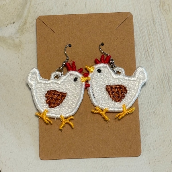 FSL Chicken Earrings - Freestanding Lace Earring Design - in the Hoop ...
