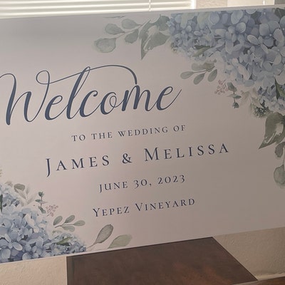 SINI Blue Hydrangea Welcome Sign, Poster Editable Digital Instant ...