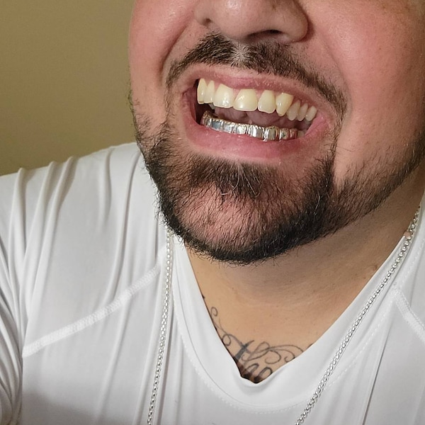 Silver Grillz 925 Sterling Custom Silver Teeth Real Diamond Cut Silver ...