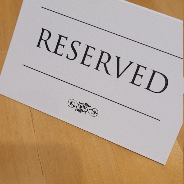 4 Reserved Wedding Place Card, Reserved Sign, Traditional Wedding ...