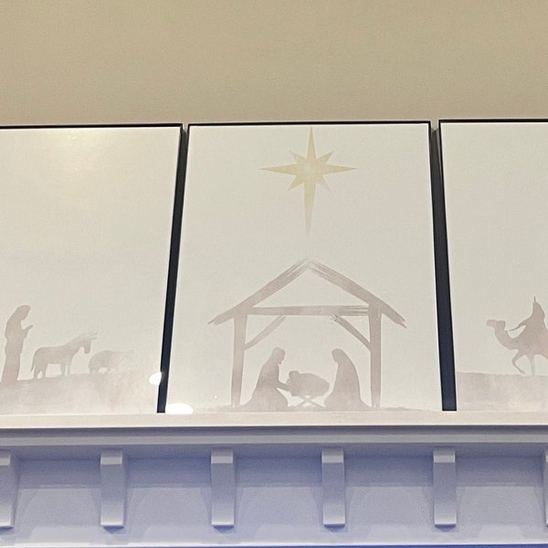 SET of 3 Nativity Scene Art, Christmas Jesus Digital Download ...