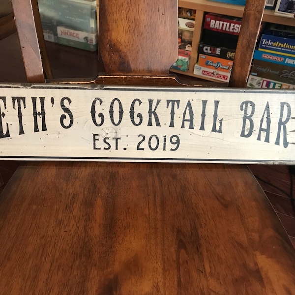 Bar Sign, Custom Bar Sign, Pub Est Date Sign, Wooden Bar Sign, Bar Wall ...
