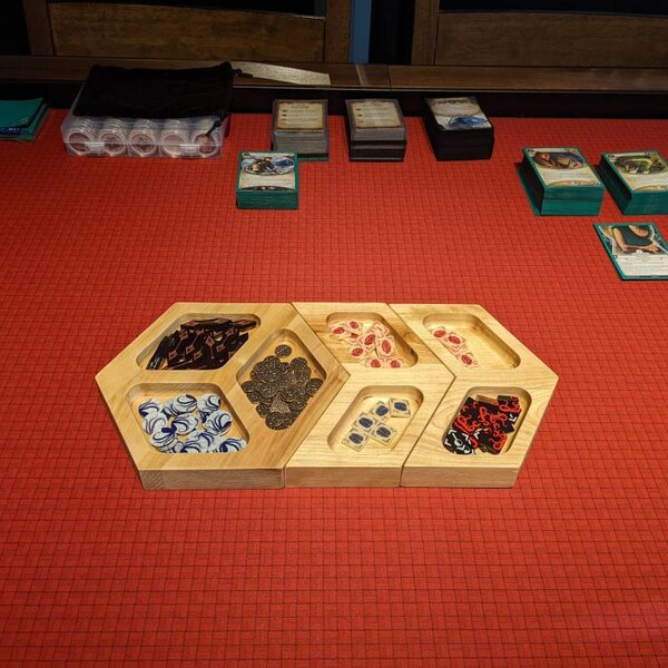Oak - Rounded Small Board Game Component Tray & Playing Card Holder - Etsy
