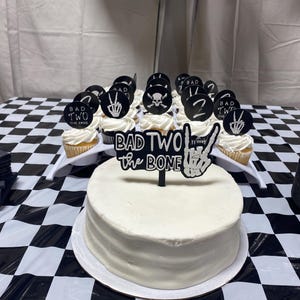 Bad Two the Bone Cake Topper Birthday Party Decor 2nd Birthday Boys ...