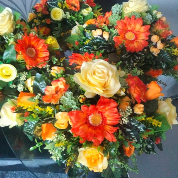 Round Grave Flowers Funeral Tributes, Artificial Grave Flowers, Silk ...