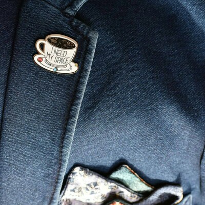 Coffee Cup Enamel Pin, I Need My Space Pin, Space Pin, Enamel Pin ...