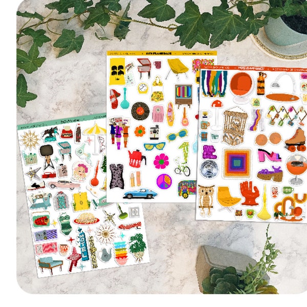 Nostalgic Sticker Bundle Pack, Retro Sticker Pack, 50's Stickers, 60's ...