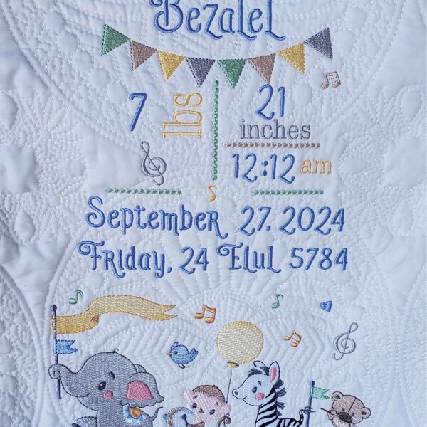 Embroidered Baby Quilt, Monogrammed Baby Blanket, Personalized Baby ...