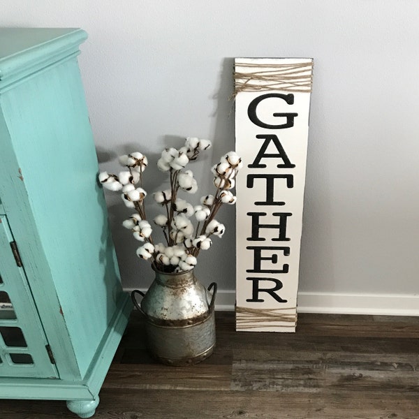 Large Vertical Gather Sign / Gather Sign / Thankful Sign / Farmhouse ...